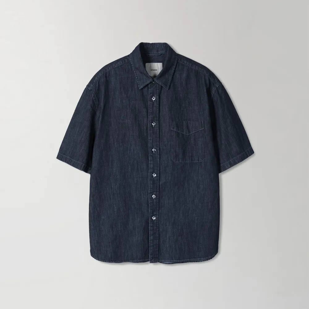 WASHED DENIM HALF SHIRT - BLUE BLACK - 감도 깊은 취향 셀렉트샵 29CM