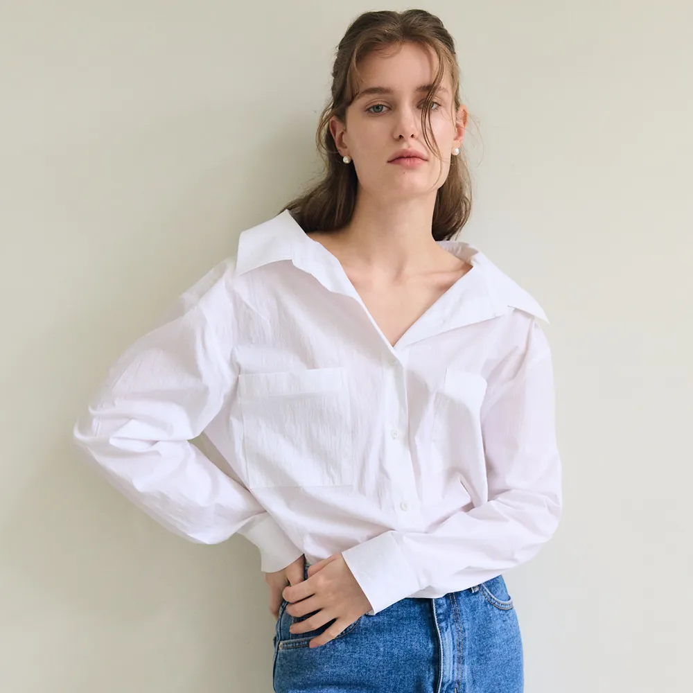 V NECK LONG SLEEVE SHIRT / WHITE - 감도 깊은 취향 셀렉트샵 29CM