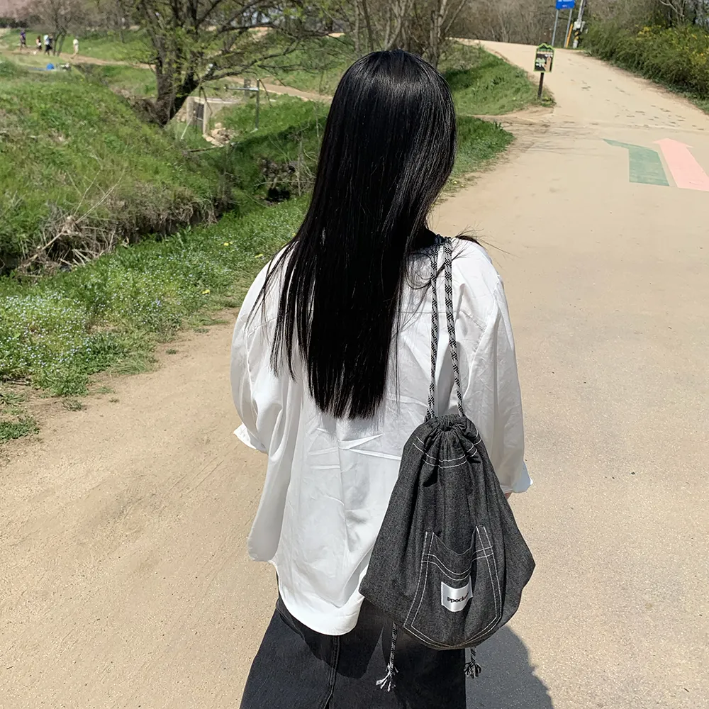 ppocketto black denim string bag 뽀겟또 흑청 스트링백 - 감도 깊은 취향 셀렉트샵 29CM