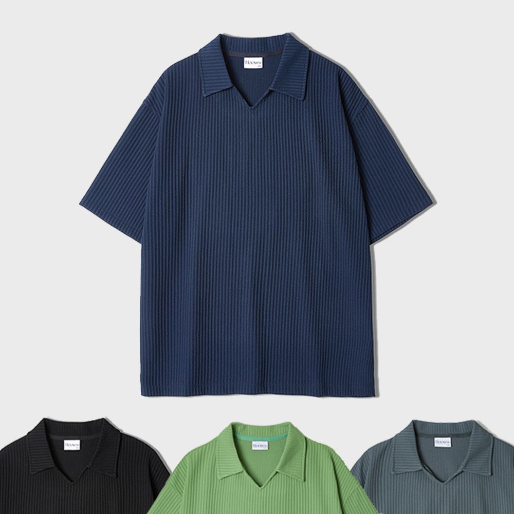 링클프리 카라 브이넥 반팔 니트티 [4 COl] - 감도 깊은 취향 셀렉트샵 29CM