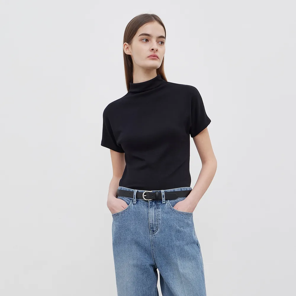 TURTLE NECK HALF SLEEVE T-SHIRTS - BLACK - 감도 깊은 취향 셀렉트샵 29CM