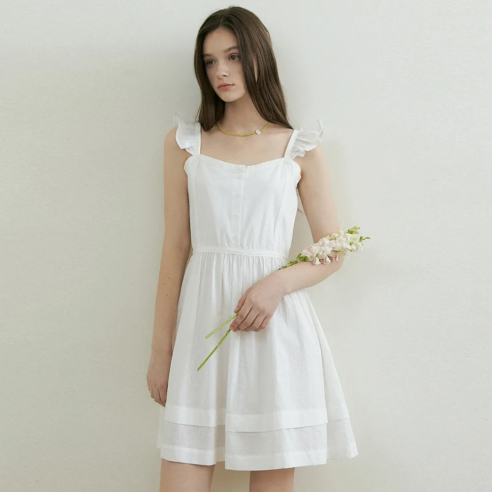 FRA LACE FRILL SLEEVELESS MINI OPS WHITE - 감도 깊은 취향 셀렉트샵 29CM