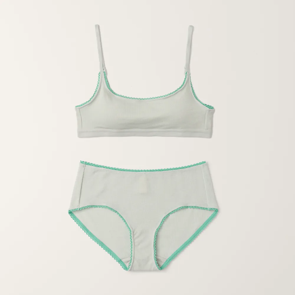 (set) Square ribbed tencel bra & panties in Mint_스퀘어 리브드 텐셀 브라&팬티 민트 - 감도 깊은 취향 셀렉트샵 29CM