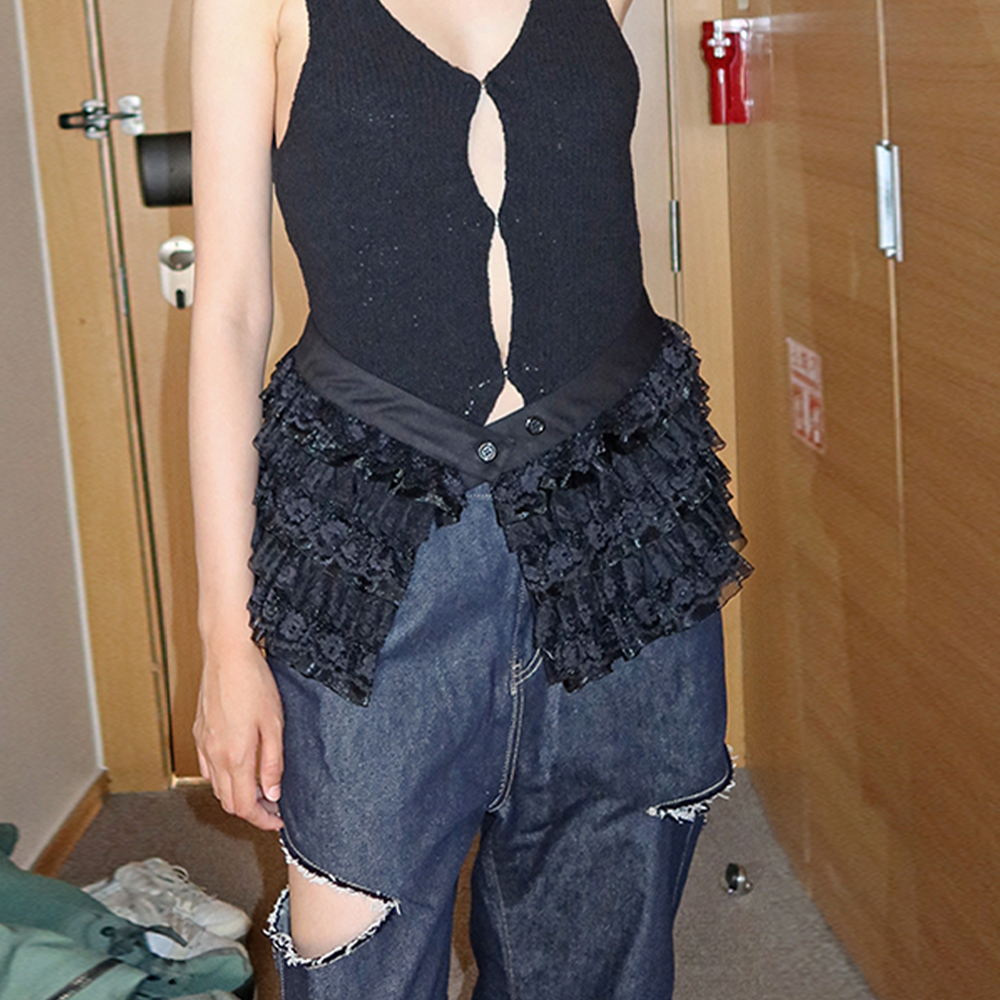 FRILL BELT RAP SKIRT, BLACK - 감도 깊은 취향 셀렉트샵 29CM