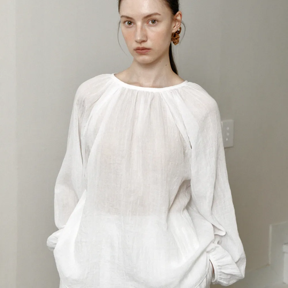 drawstring shirring blouse (white) - 감도 깊은 취향 셀렉트샵 29CM