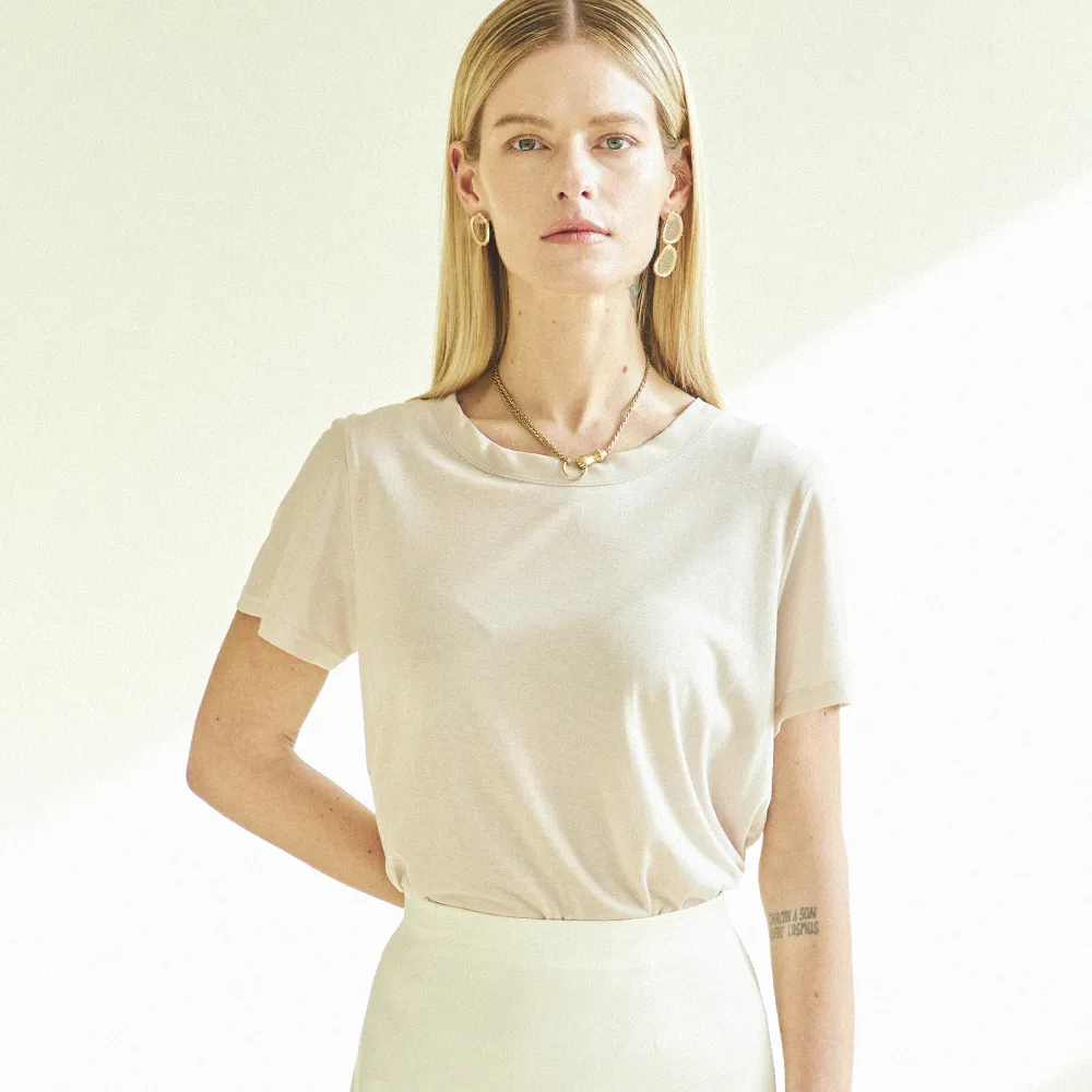 BASIC TENCEL T-SHIRT_LIGHT BEIGE - 감도 깊은 취향 셀렉트샵 29CM