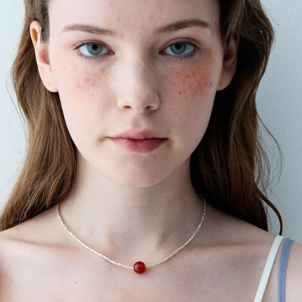 [silver925] red ball mini grain necklace - 감도 깊은 취향 셀렉트샵 29CM