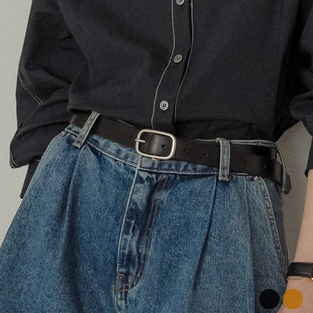 Italian leather modern square buckle belt[2color] - 감도 깊은 취향 셀렉트샵 29CM