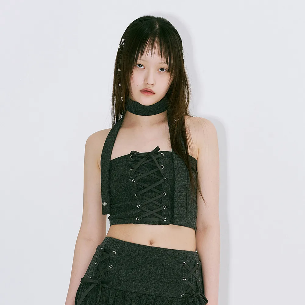 LACE-UP SCARF TUBE TOP_CHARCOAL - 감도 깊은 취향 셀렉트샵 29CM