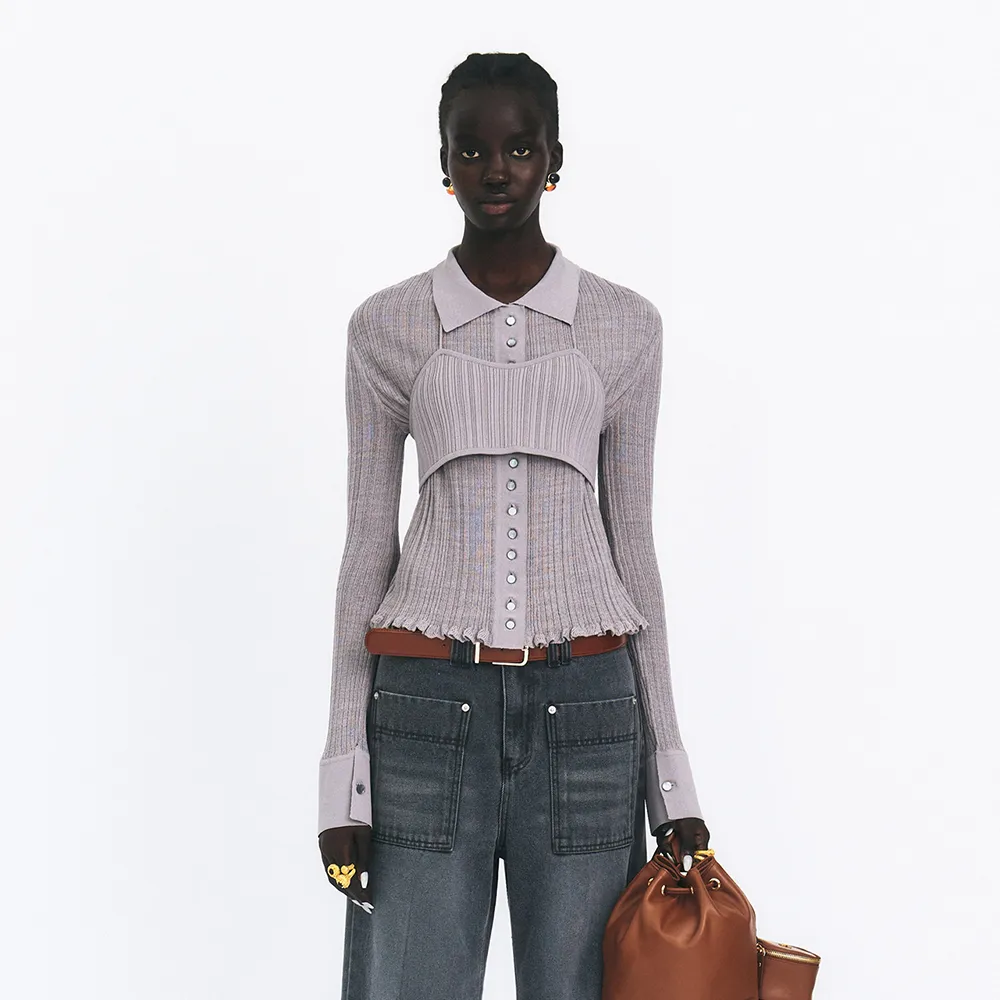 KNIT LINEN TOP AND BRA SET - LIGHT GREY - 감도 깊은 취향 셀렉트샵 29CM