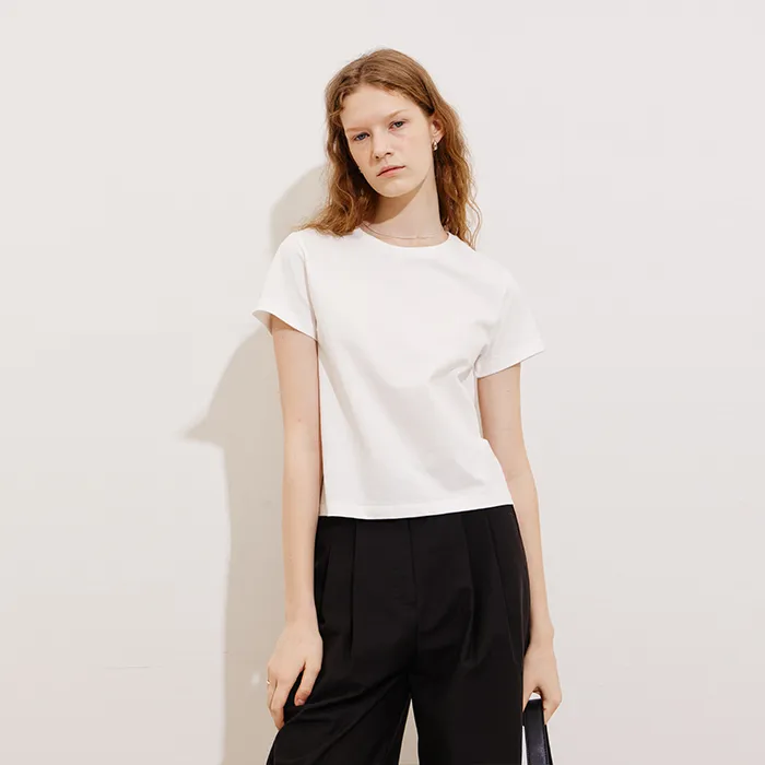 BASIC SILKET CROP T-SHIRT - WHITE - 감도 깊은 취향 셀렉트샵 29CM