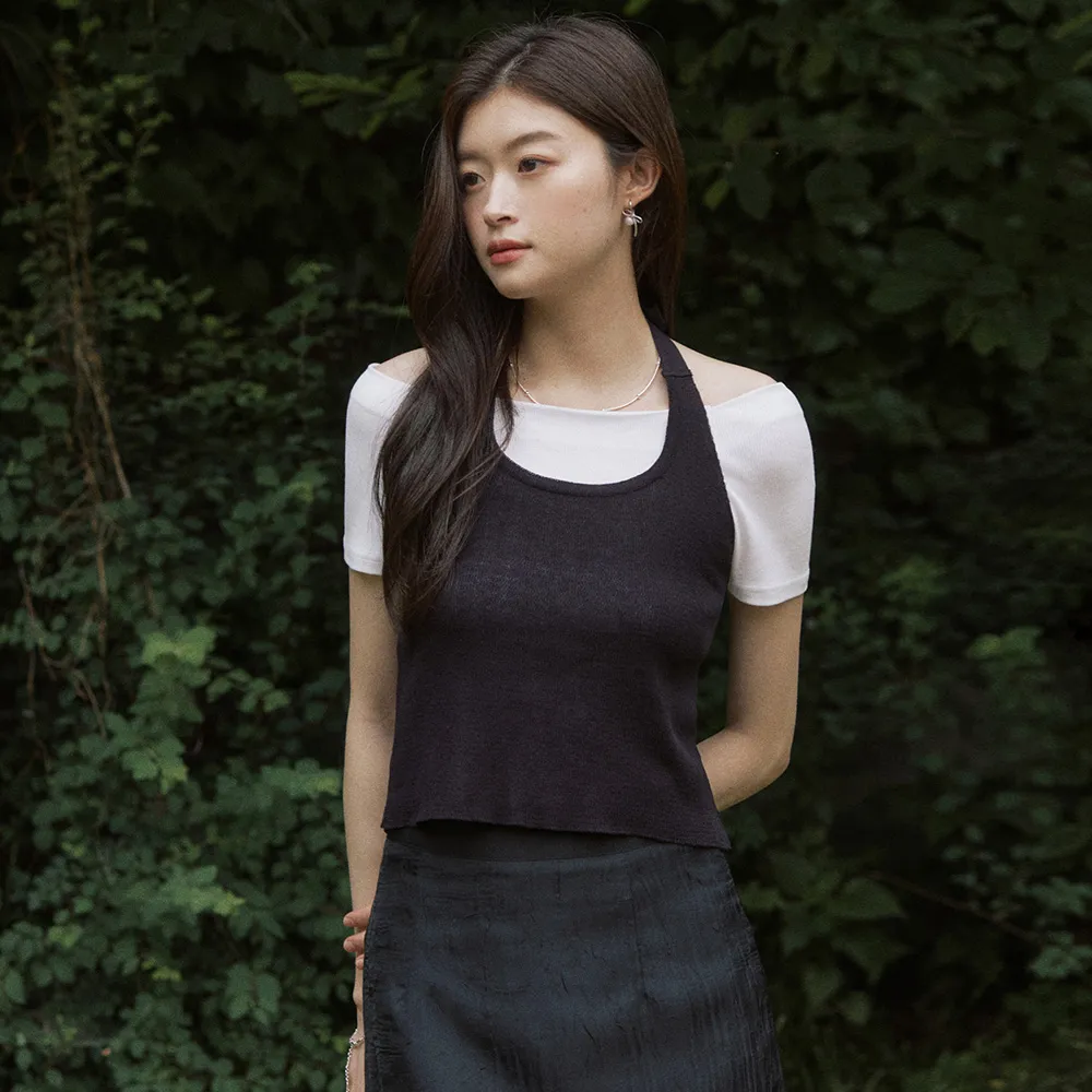 U halter neck t shirt - black - 감도 깊은 취향 셀렉트샵 29CM