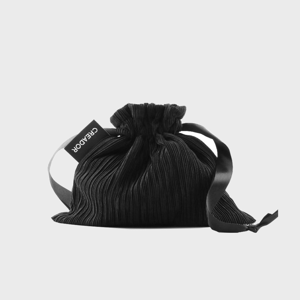 black pleats ribbon string pouch - 감도 깊은 취향 셀렉트샵 29CM