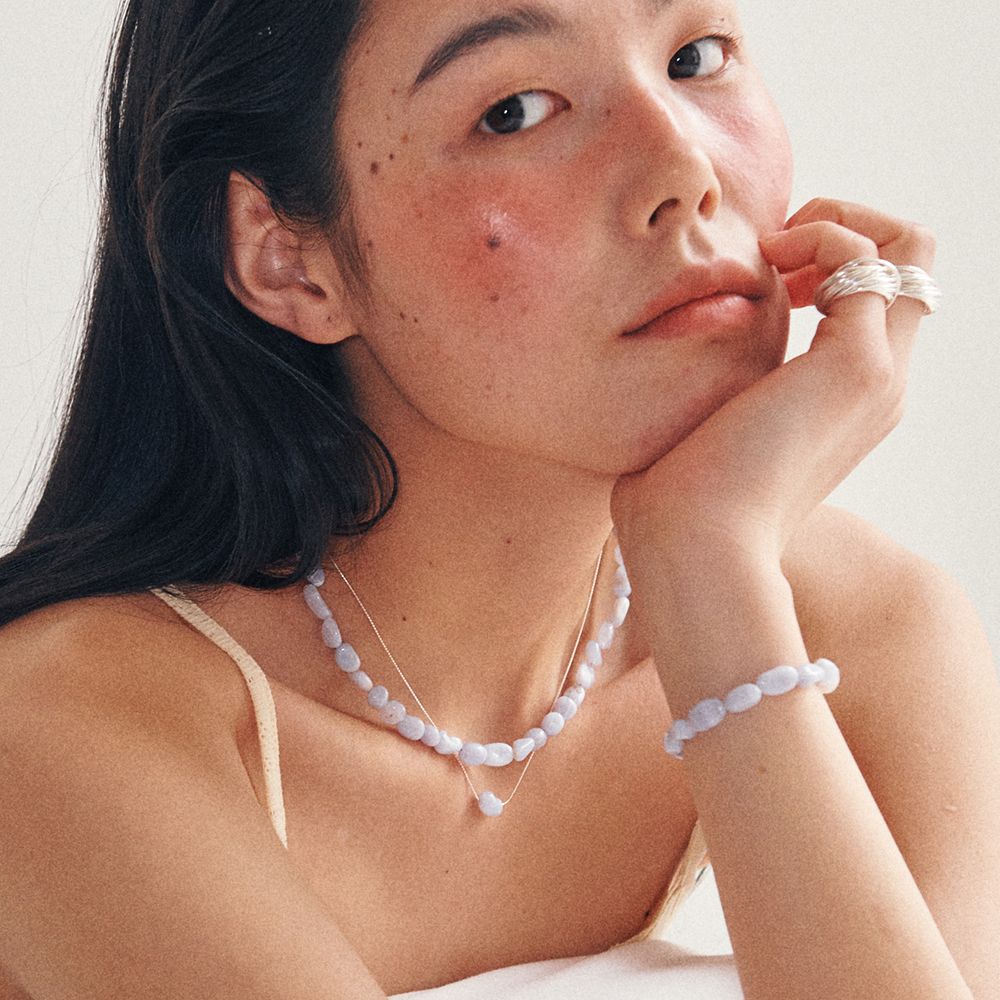 925silver Blue Lace Agate Pebble Necklace - 감도 깊은 취향 셀렉트샵 29CM