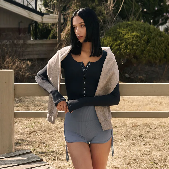 여성 요가복 DEVI-B0074-포그블루 필라테스 더블 스트랩 돌핀 팬츠 - 감도 깊은 취향 셀렉트샵 29CM