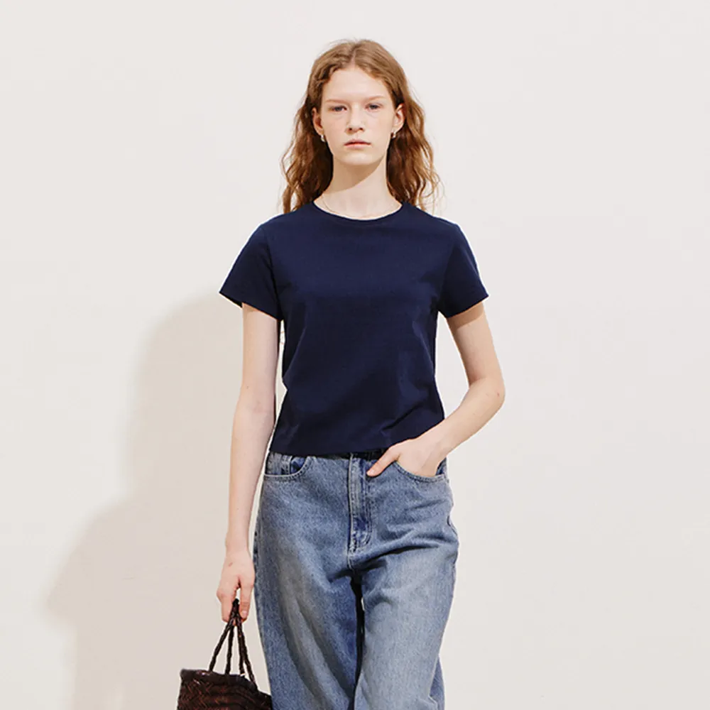 BASIC SILKET CROP T-SHIRT - NAVY - 감도 깊은 취향 셀렉트샵 29CM