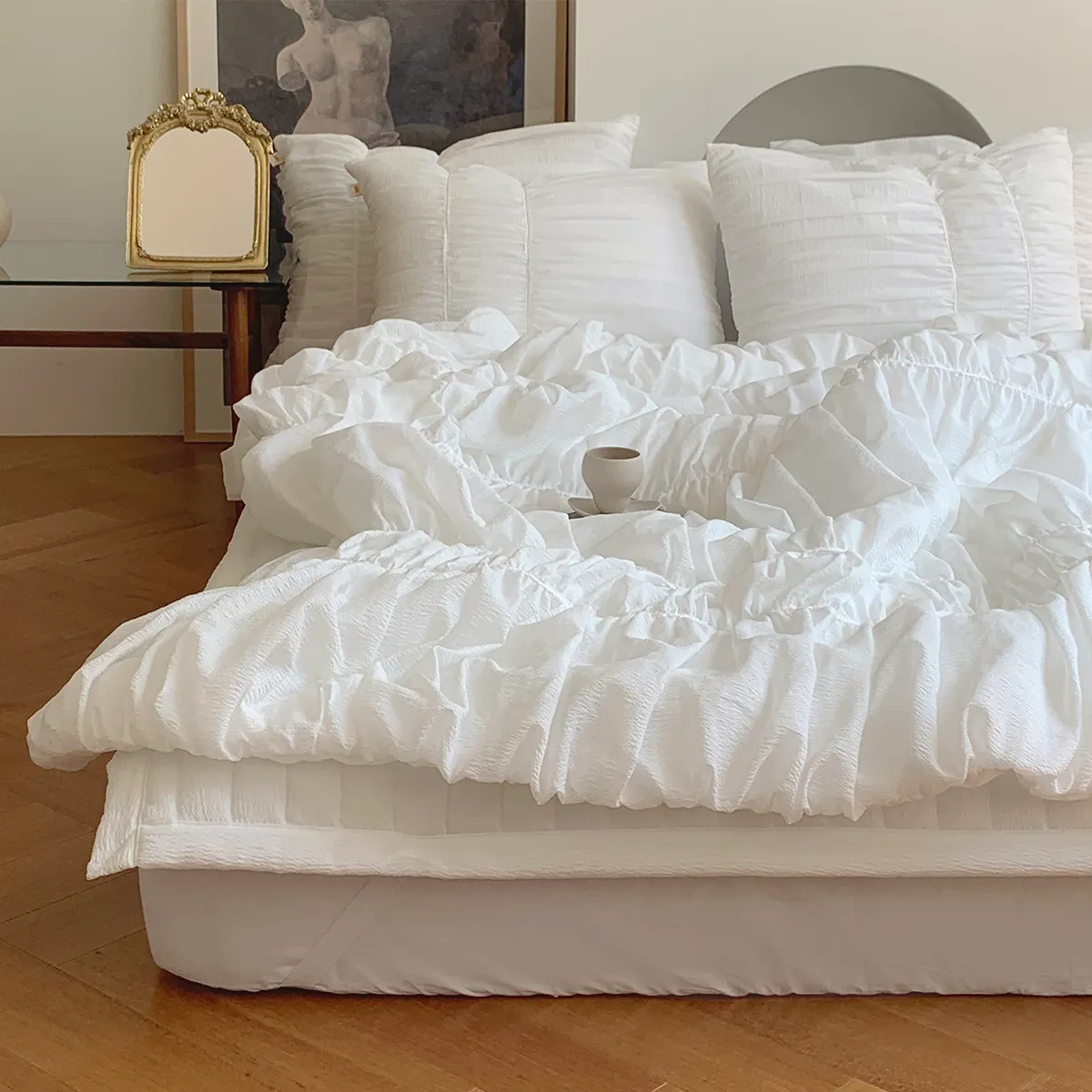 [당일출고]로로 플리츠 먼지없는 스노우 시어서커 여름 차렵이불 - 화이트 (S/Q/K) - 감도 깊은 취향 셀렉트샵 29CM