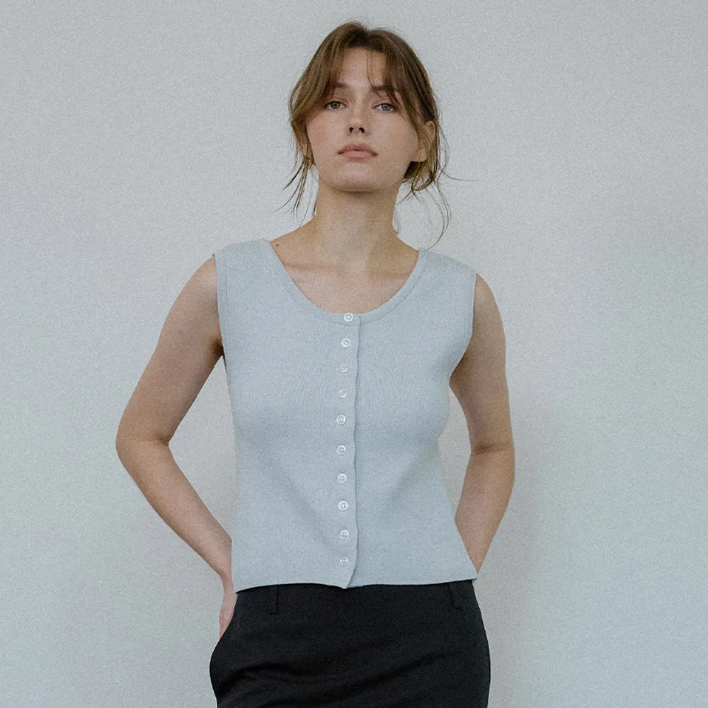Collin button knit vest - Light Gray - 감도 깊은 취향 셀렉트샵 29CM