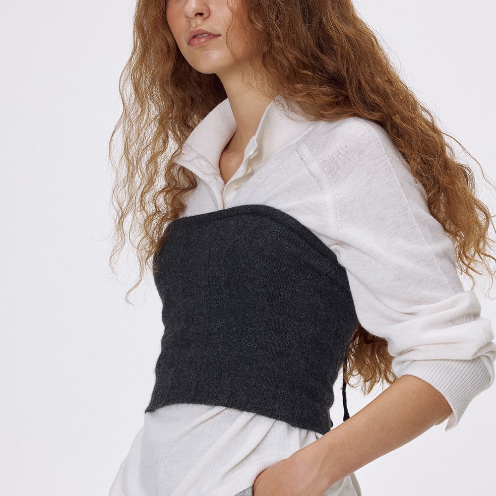 Cashmere raccoon ribbed bustier_Charcoal - 감도 깊은 취향 셀렉트샵 29CM
