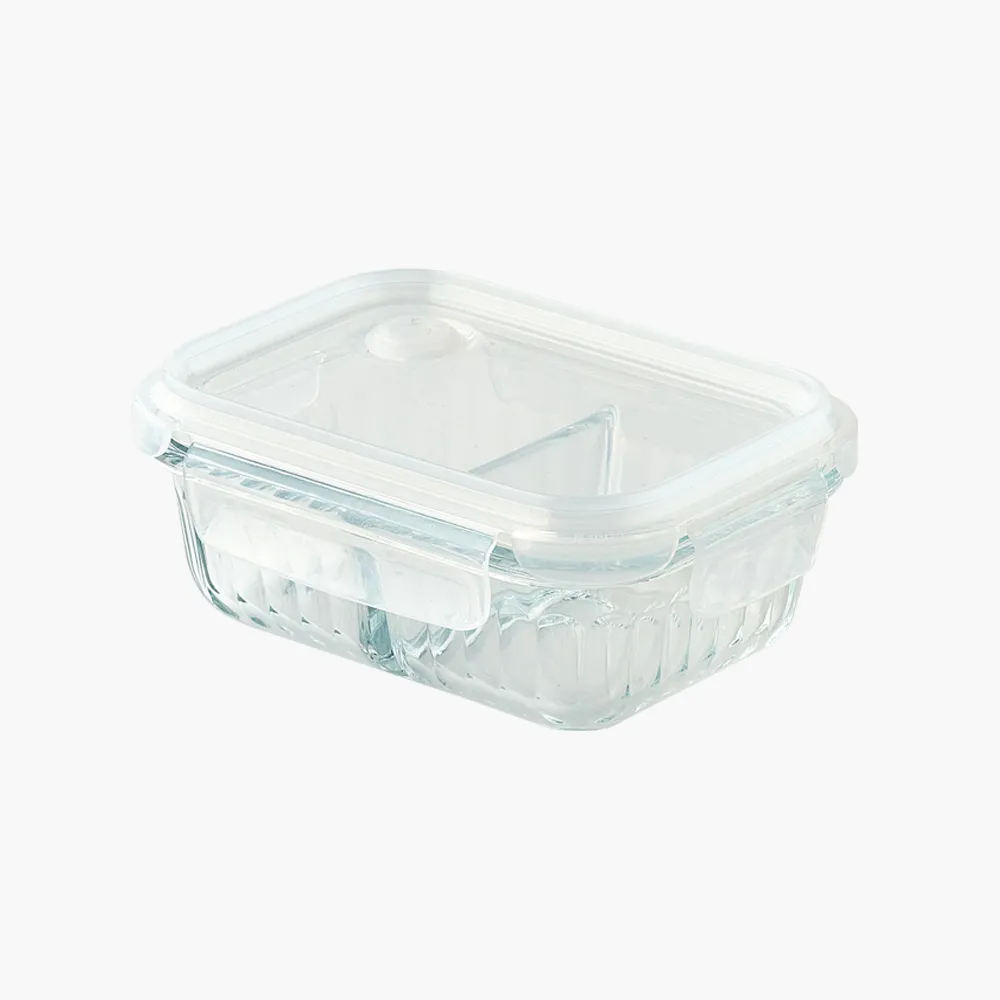 네오플램 웨이브락V(스팀홀) 칸칸이 내열유리 밀폐용기 직사각 370ml (2칸) - 감도 깊은 취향 셀렉트샵 29CM