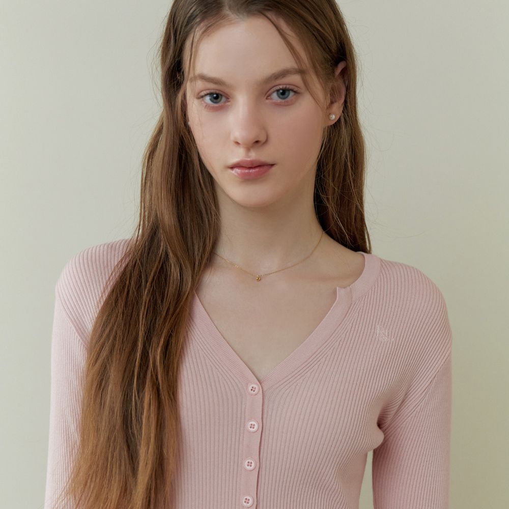 Deep v logo cardigan (pink) - 감도 깊은 취향 셀렉트샵 29CM