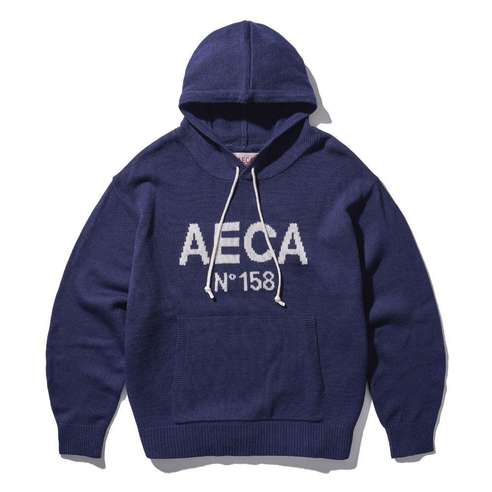 AECA BIG LOGO WOOL HOOD KNIT-NAVY - 감도 깊은 취향 셀렉트샵 29CM