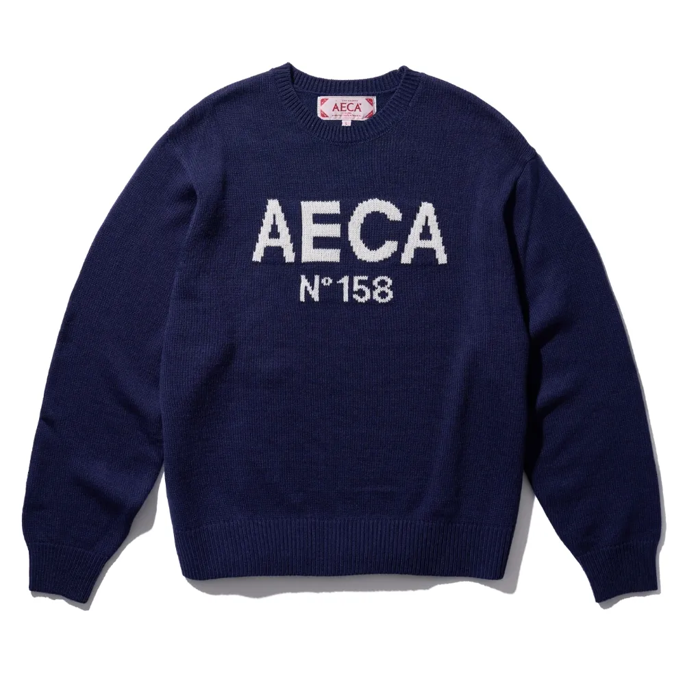 AECA BIG LOGO WOOL KNIT-NAVY - 감도 깊은 취향 셀렉트샵 29CM