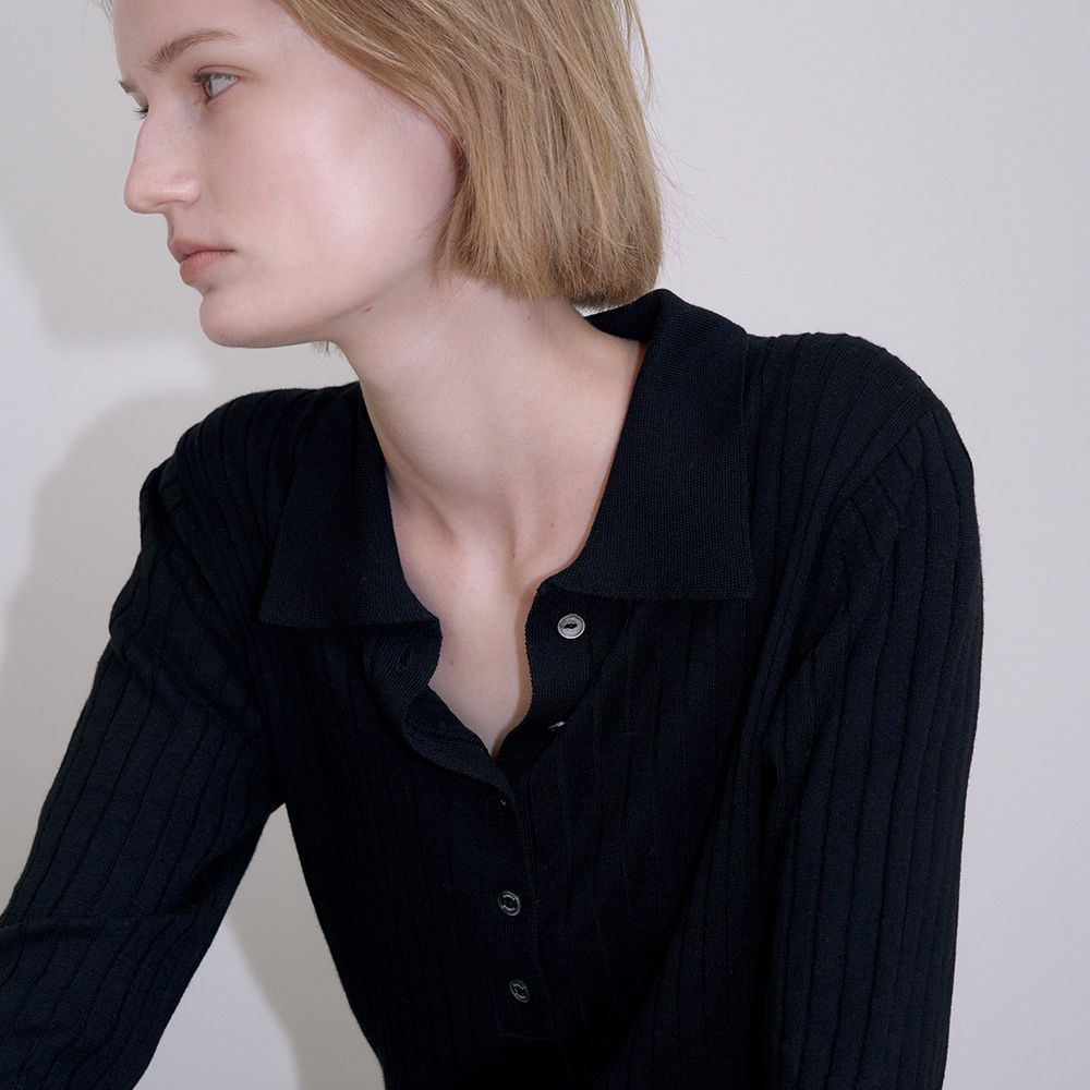 SOFT OPEN COLLAR KNIT_BLACK - 감도 깊은 취향 셀렉트샵 29CM