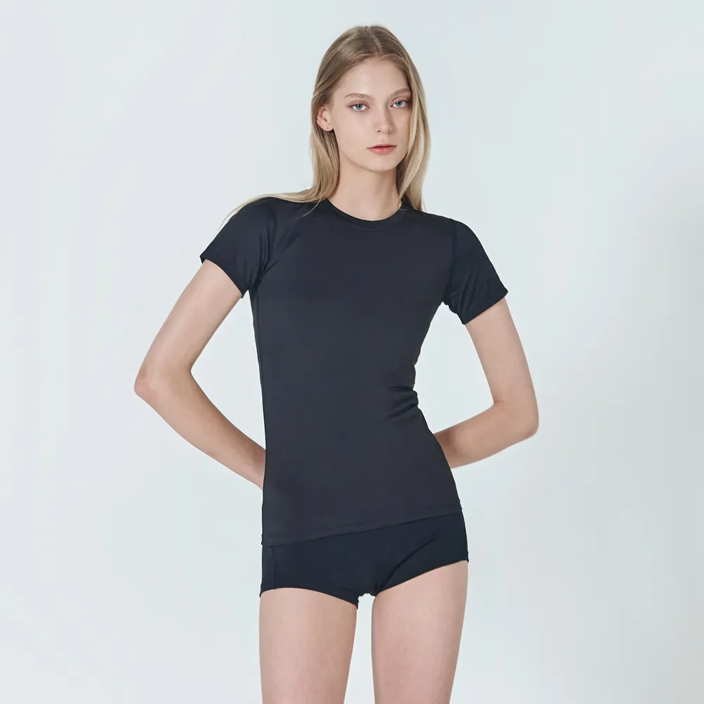 여성 요가복 DEVI-T0017-블랙 필라테스 뉴트럴 라운드넥 반팔티 - 감도 깊은 취향 셀렉트샵 29CM