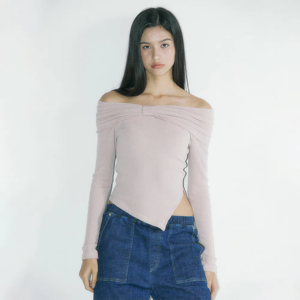 NANA RIBBON OFF-SHOULDER T - PINK - 감도 깊은 취향 셀렉트샵 29CM