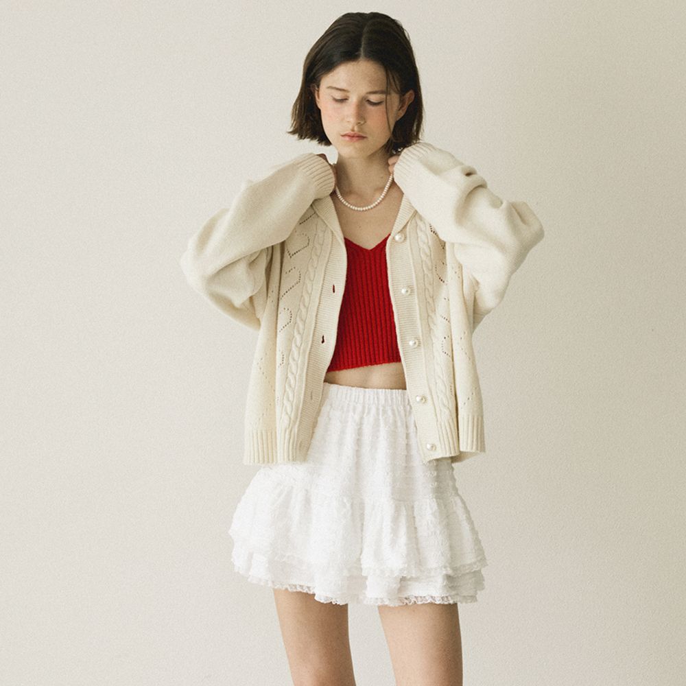 HEART COLLAR WOOL CARDIGAN - IVORY - 감도 깊은 취향 셀렉트샵 29CM