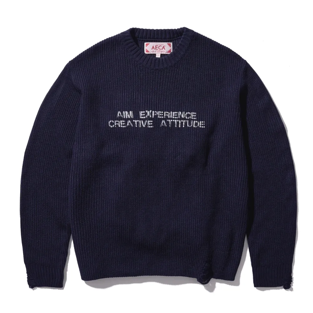 AECA MEANS DESTROYED KNIT-NAVY - 감도 깊은 취향 셀렉트샵 29CM