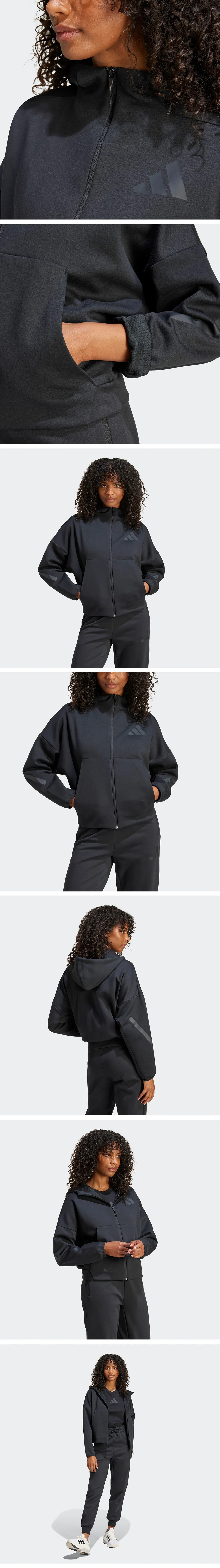 Z.N.E. 풀집 후디드 트랙 자켓 W - 블랙 / JE7848 - 감도 깊은 취향 셀렉트샵 29CM