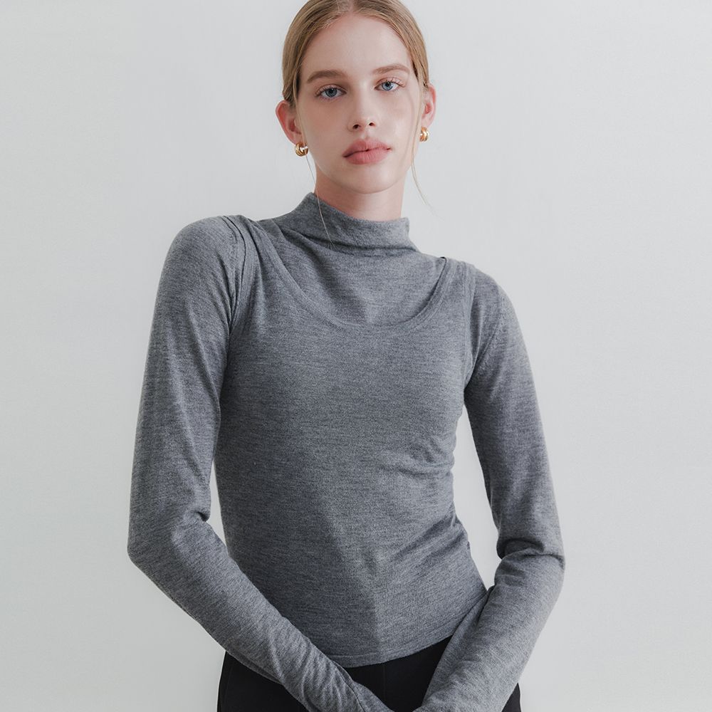 MAPLE Layered Half-neck Wool Knit Top (Grey) - 감도 깊은 취향 셀렉트샵 29CM