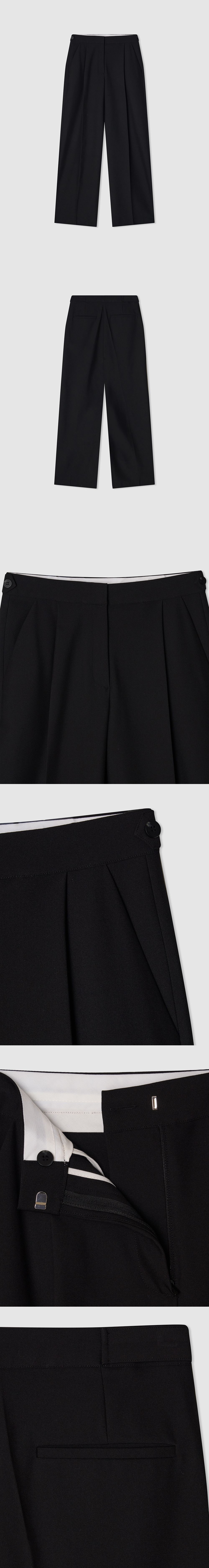 Button pintuck wide slacks (Black) - 감도 깊은 취향 셀렉트샵 29CM