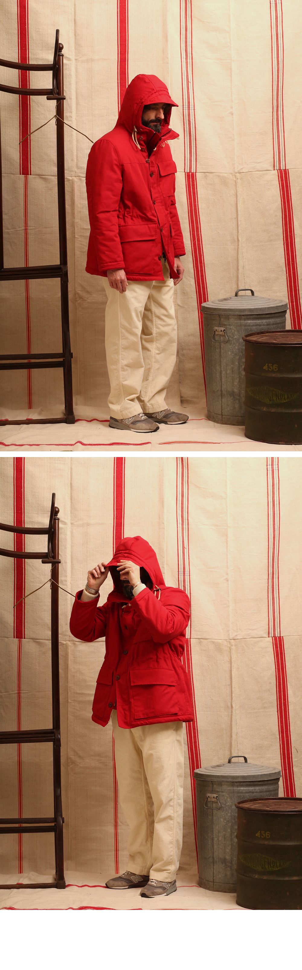 (M) COTTON CANVAS JACKET PADDED INSIDE AND KITH FUR INSIDE (RED) - 감도 ...