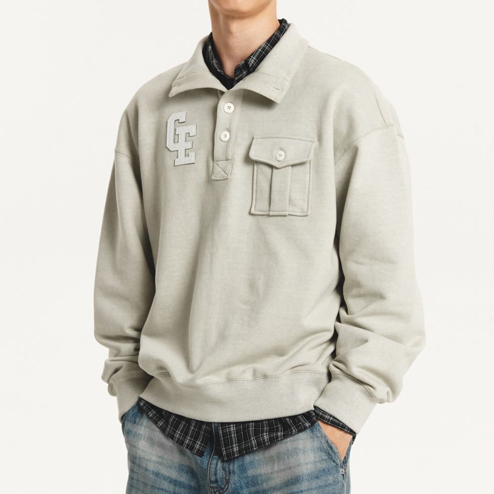 Half-Neck Button-Up Sweatshirt (light green) - 감도 깊은 취향 셀렉트샵 29CM