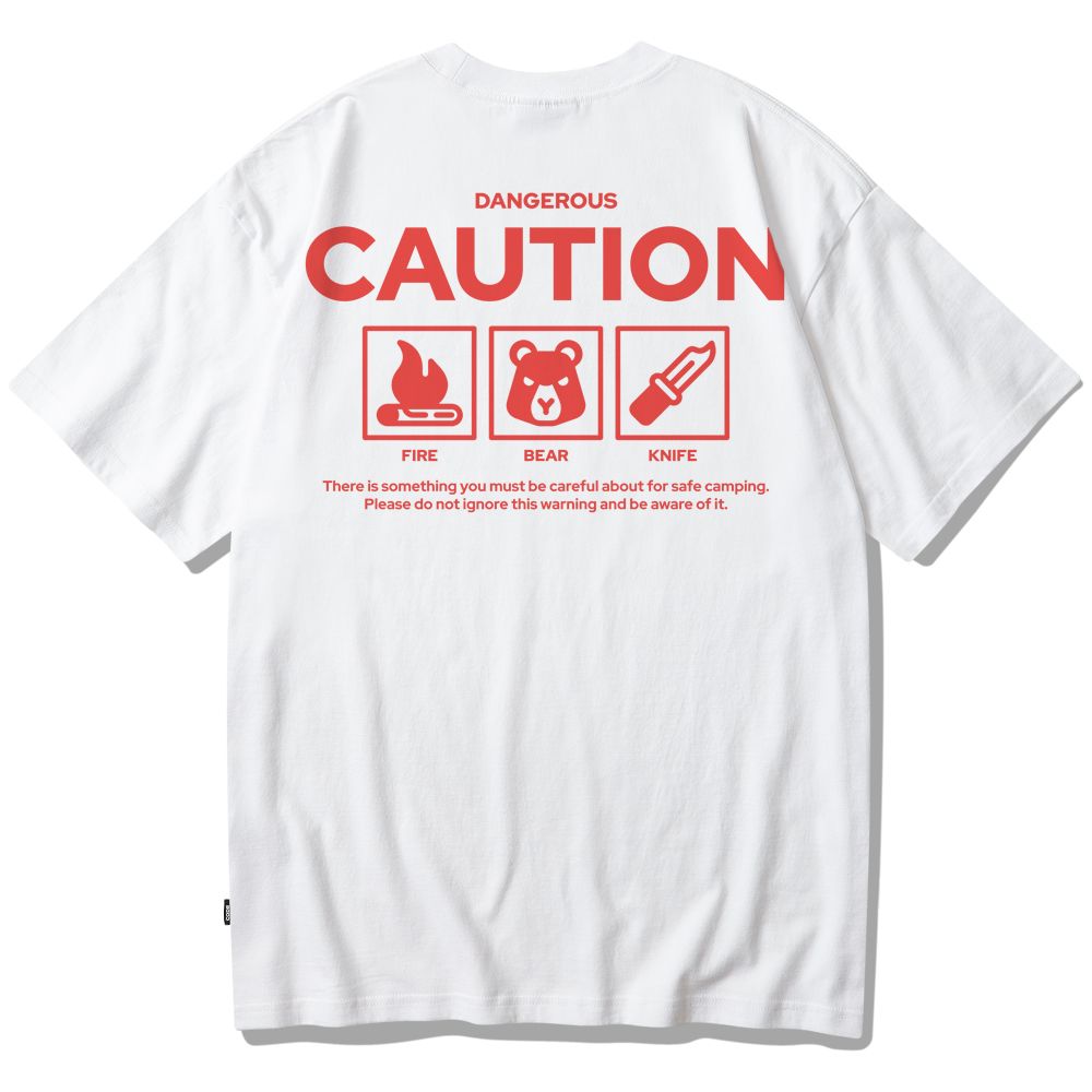 반팔 티셔츠 화이트 - 캠핑 경고(Camping Caution) - 감도 깊은 취향 셀렉트샵 29CM