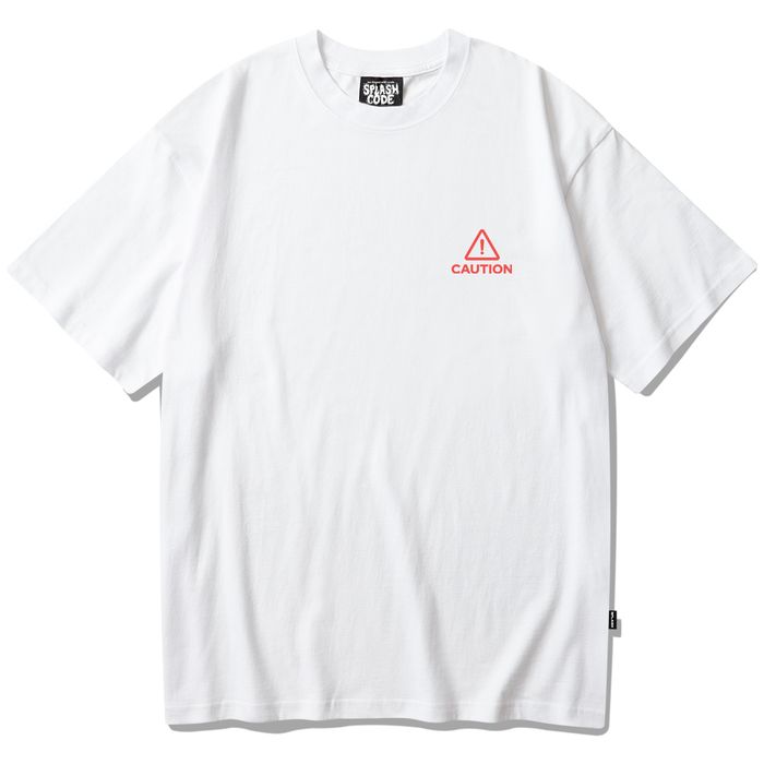 반팔 티셔츠 화이트 - 캠핑 경고(Camping Caution) - 감도 깊은 취향 셀렉트샵 29CM
