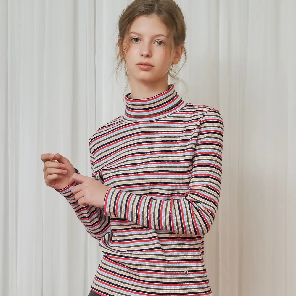 MULTI STRIPE TURTLENECK LONG SLEEVE RED - 감도 깊은 취향 셀렉트샵 29CM