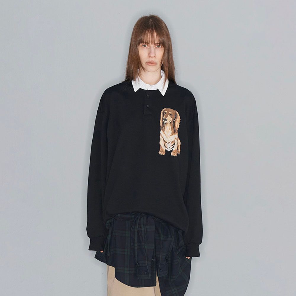DOG RUGBY SHIRT (BLACK) - 감도 깊은 취향 셀렉트샵 29CM