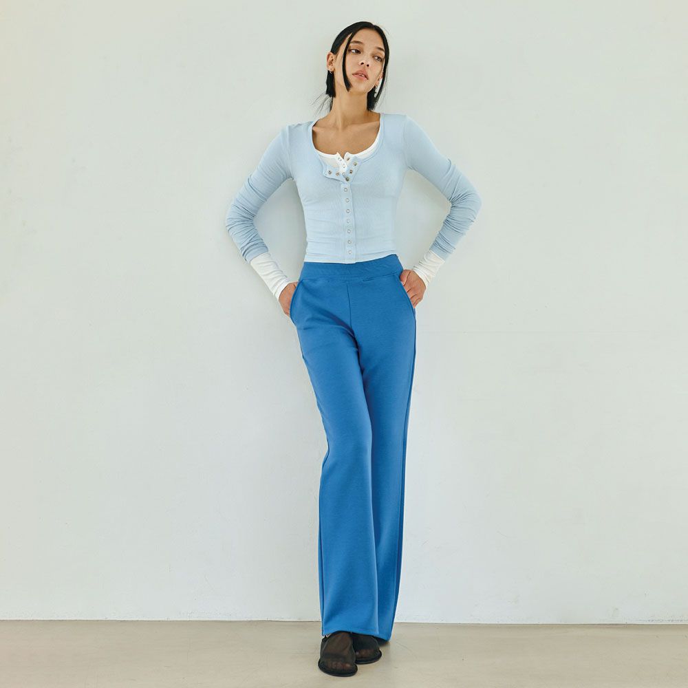 여성 요가복 DEVI-B0070-블루 필라테스 세미 부츠컷 밴딩 팬츠 - 감도 깊은 취향 셀렉트샵 29CM