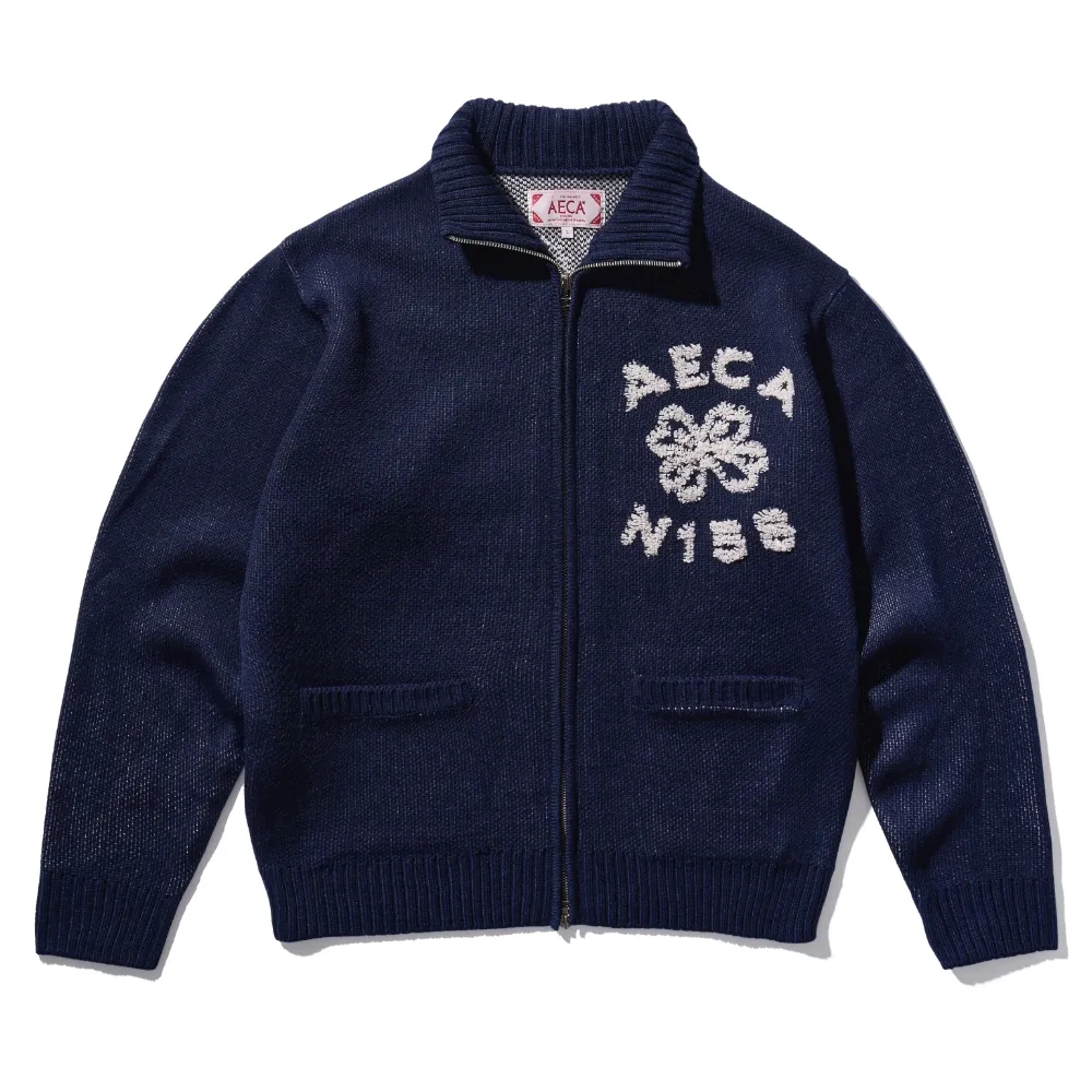 AECA FLOWER BOUCLE ZIP UP KNIT-NAVY - 감도 깊은 취향 셀렉트샵 29CM