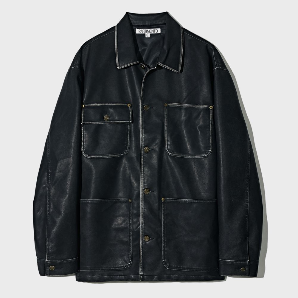 VTG Washed Leather Chore Jacket Black - 감도 깊은 취향 셀렉트샵 29CM