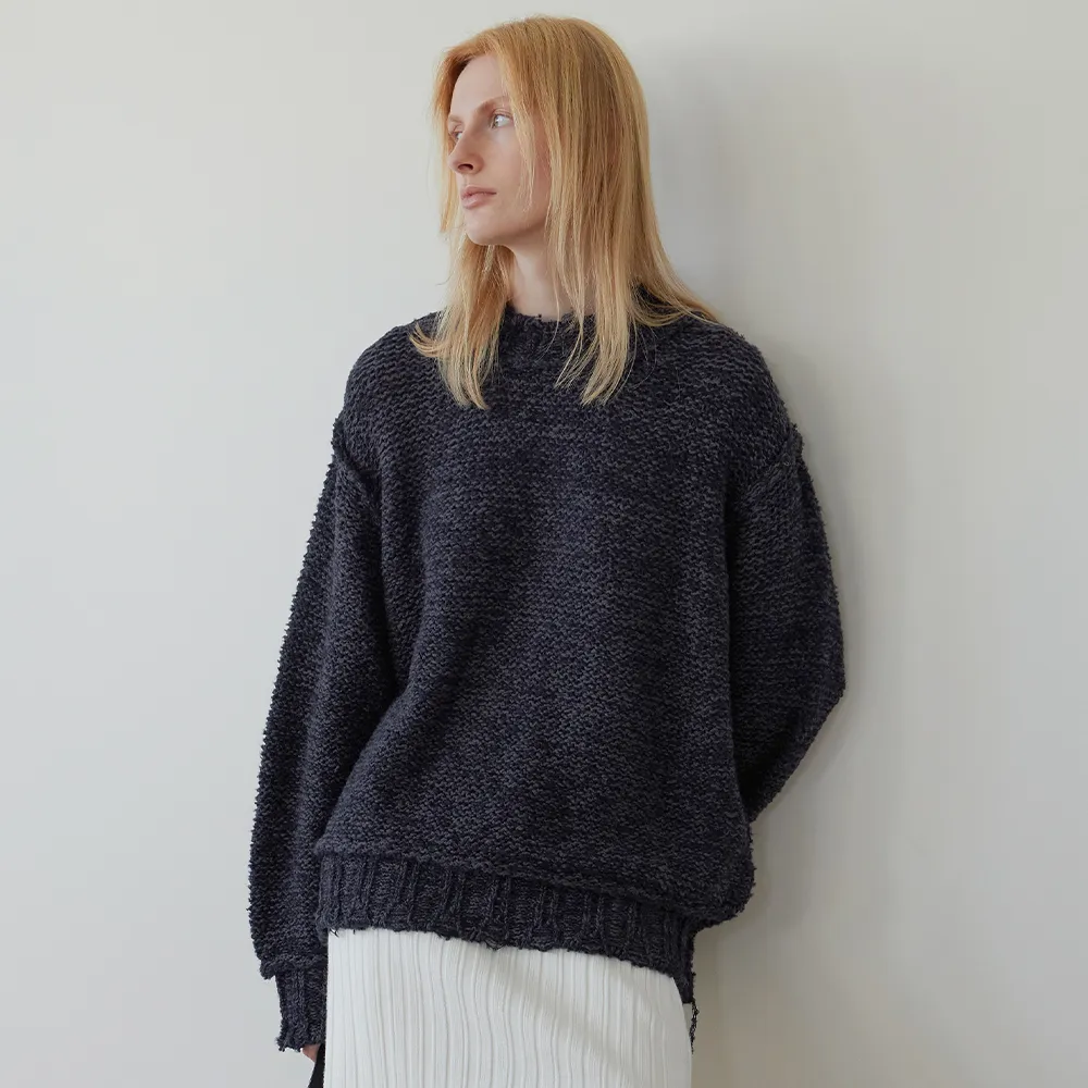 Reverse Tweed Round Knit - Charcoal - 감도 깊은 취향 셀렉트샵 29CM