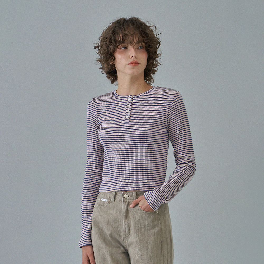 Stripe button t-shirt_blue - 감도 깊은 취향 셀렉트샵 29CM