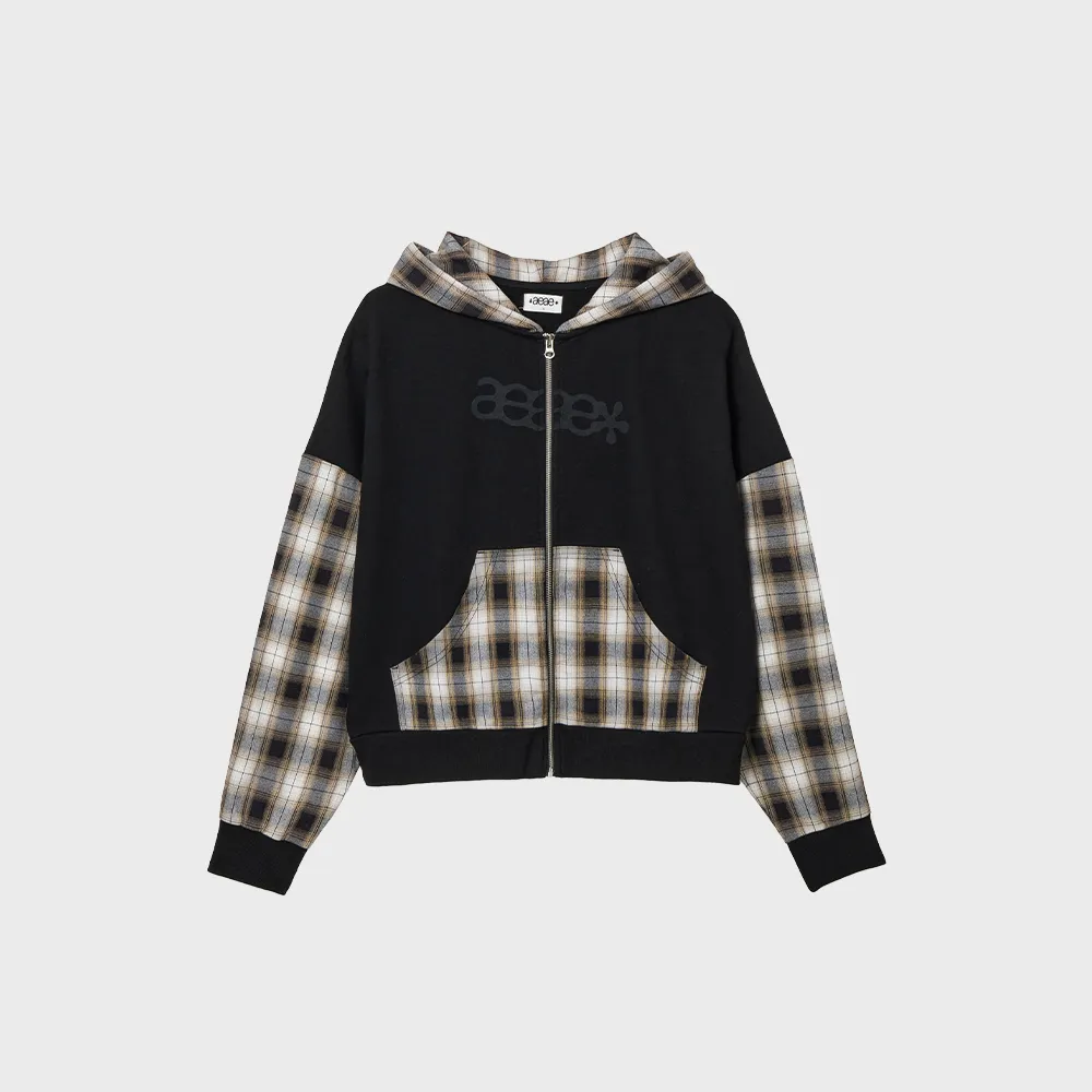CHECK PATCHWORK HOOD ZIP-UP [BLACK] - 감도 깊은 취향 셀렉트샵 29CM