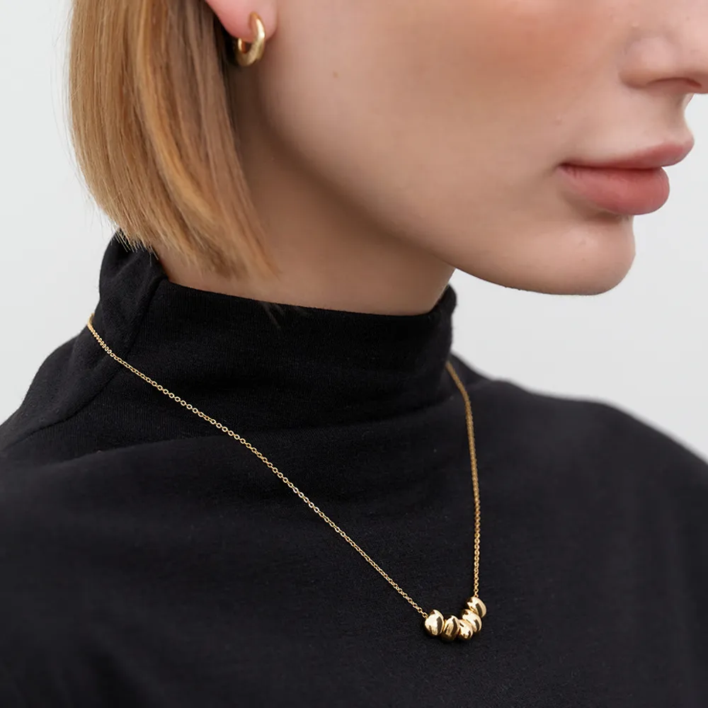 simple 5 pebble pendant necklace (N026_gold) - 감도 깊은 취향 셀렉트샵 29CM