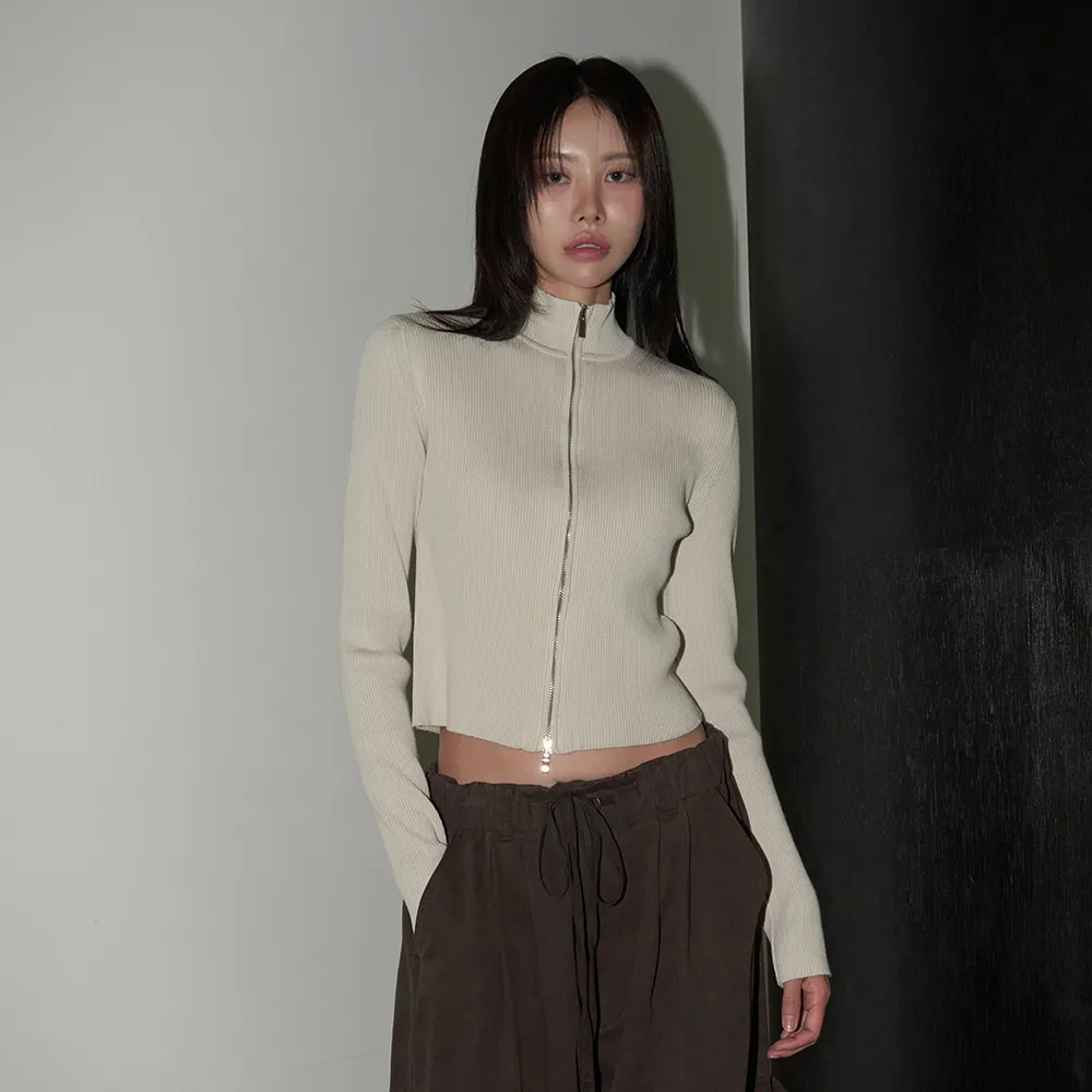 ribbed fabric open zip-up knit (2Color) - 감도 깊은 취향 셀렉트샵 29CM