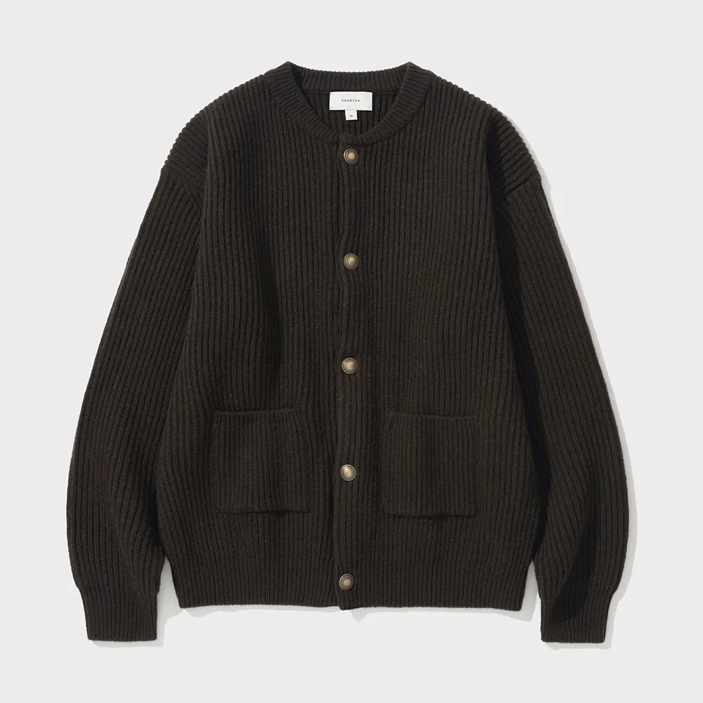 WOOL CHUNKY ROUND NECK CARDIGAN (DARK BROWN) - 감도 깊은 취향 셀렉트샵 29CM